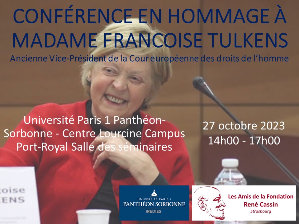 Conférence en hommage à Madame Françoise Tulkens, Ancienne Vice ...